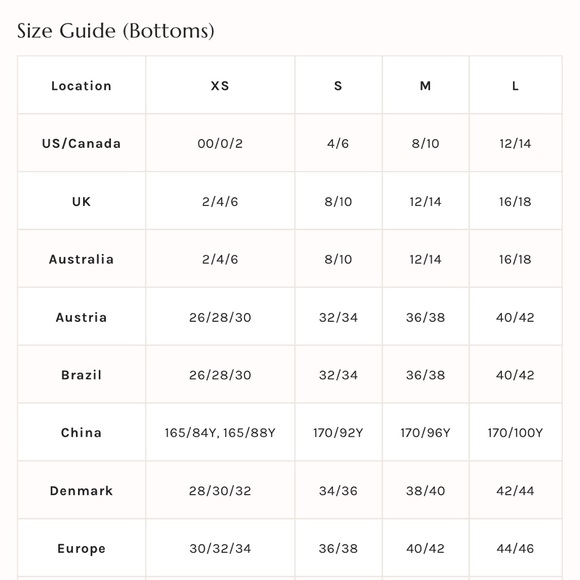 Intimates & Sleepwear | Free People Size Guide Please Check In Advance ...